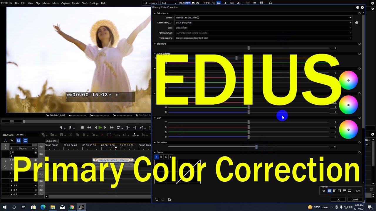 How To Primary Color Correction In EDIUS | Cinematic color Edius Grass ...