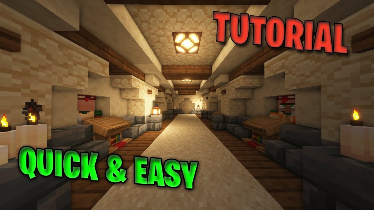 Minecraft underground SAND Villager Trading Hall - Tutorial - YouTube