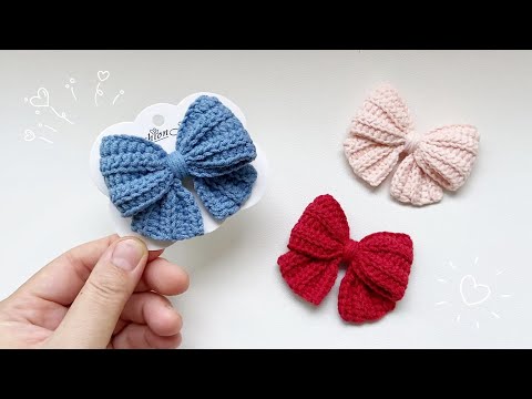 Bow Hairclip Crochet｜How to Crochet Hair Accessories｜Easy Crochet Tutorial｜Beginner Friendly