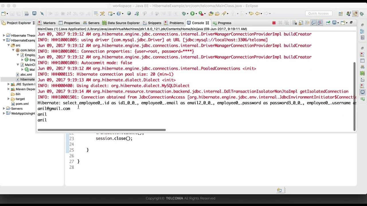 19 Hibernate select, delete and update operation using example - YouTube