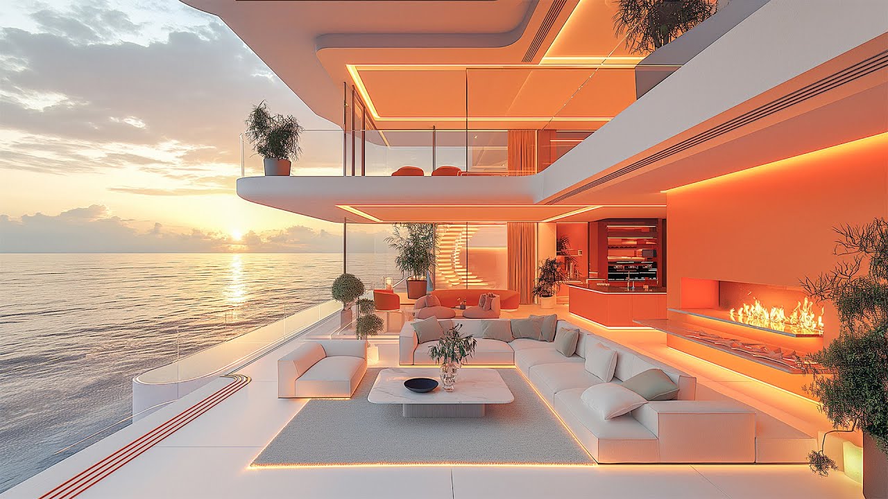 Relax with Soothing Jazz Music - Luxurious Living Room with Fireplace ...