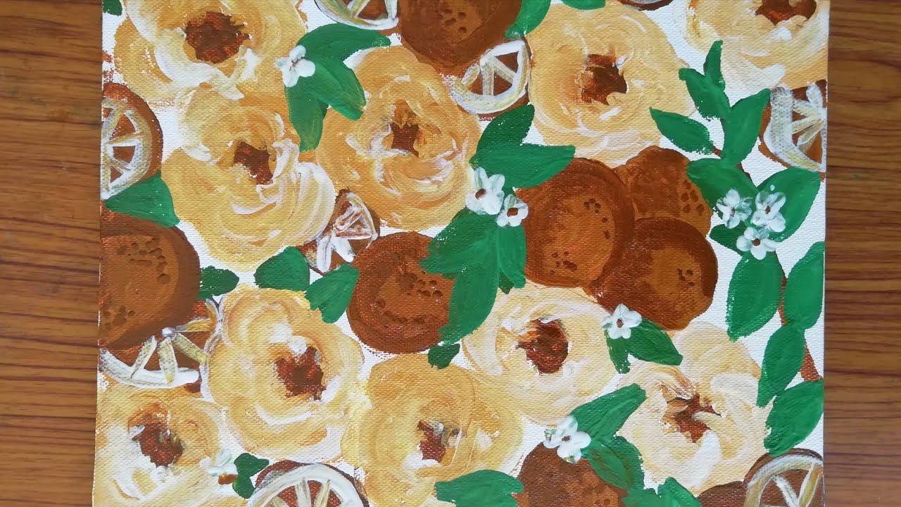 EASY PAINTING ORANGE +FLORAL ART |ACRYLIC PAINTING |DRAW STEP BY STEP ...