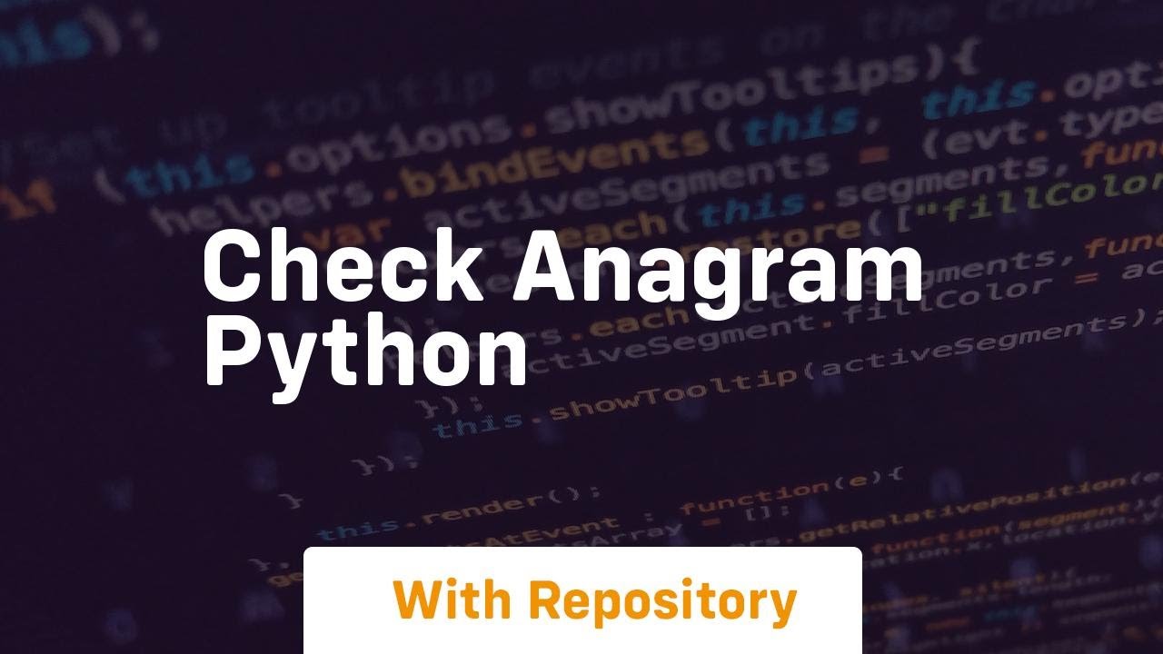 Check Anagram Python Youtube