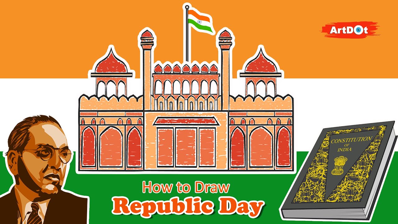 Republic Day Drawing | Ambedkar Drawing | Constitution Drawing | artdot ...