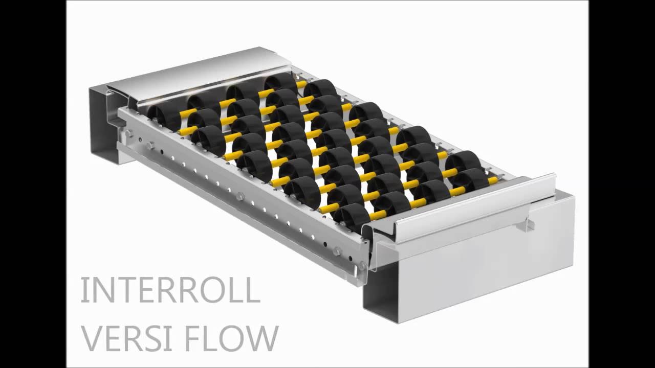 Solution de stockage dynamique Interroll - Versi Flow - YouTube