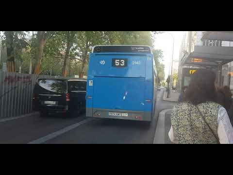 Here is the EMT bus 2143 on the number 53 in Madrid Tuesday 11 April ...