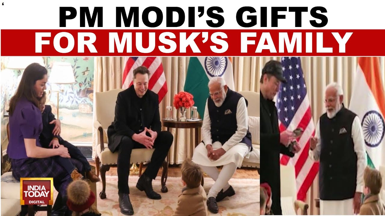 Elon Musk And Family Meet PM Modi, Gives Gifts To Musk's Children ...