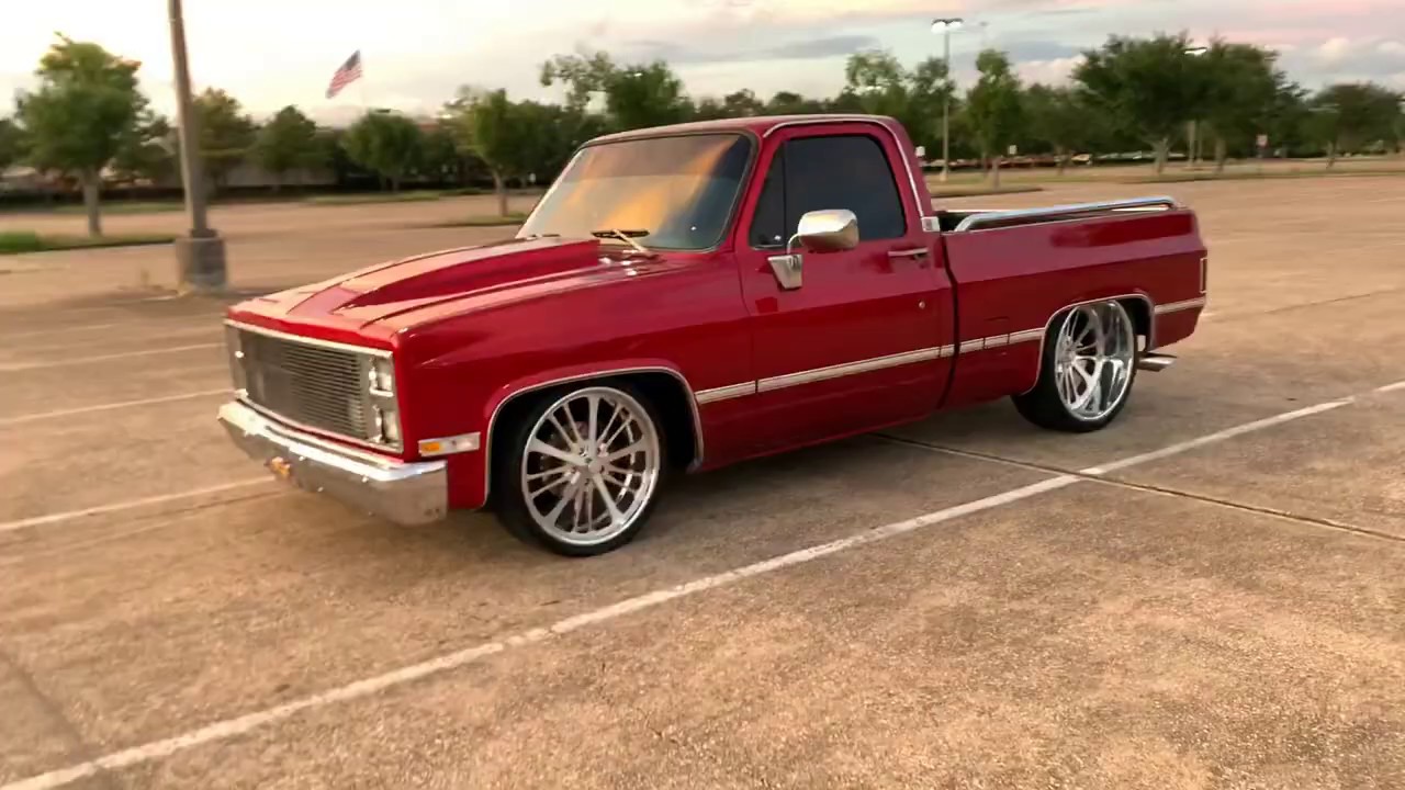 Square body c10 on billets 24x10 reverse lip intros - YouTube