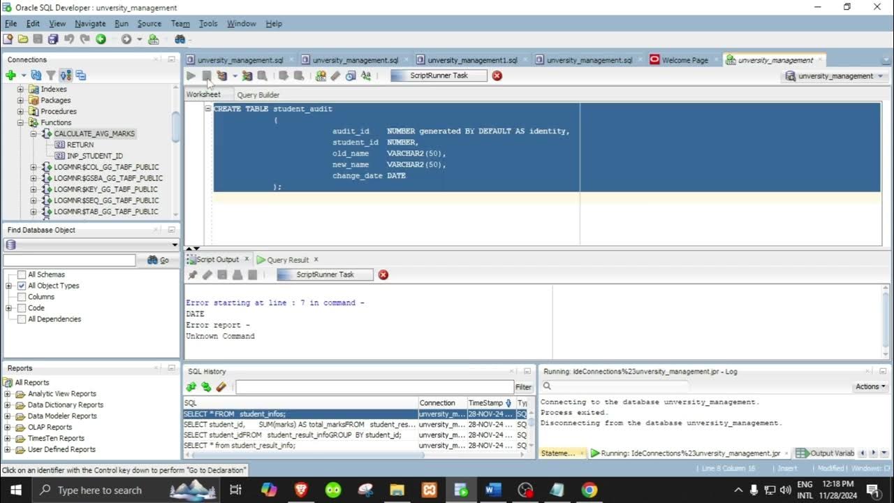 DBMS class 10 : Triggers in PL/SQL using Oracle and SQL developer - YouTube