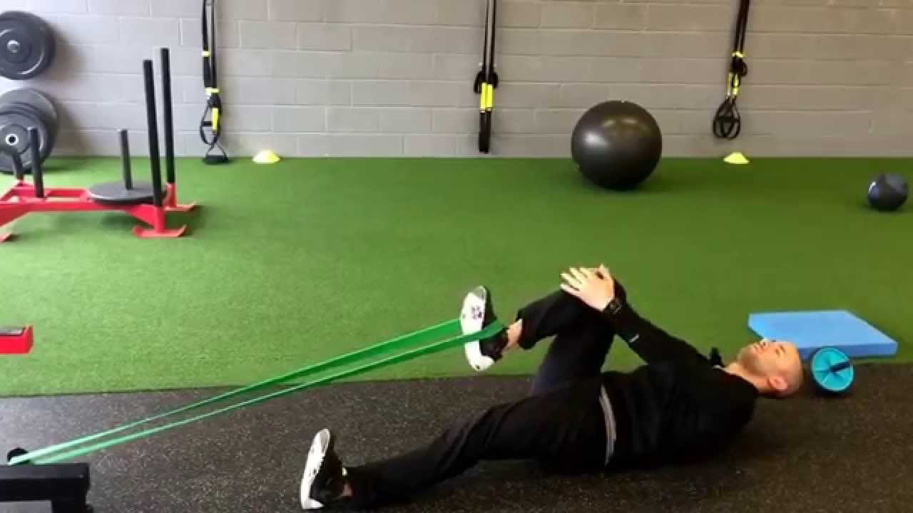 Supine Resistance Band Isometric Hip Flexion Youtube