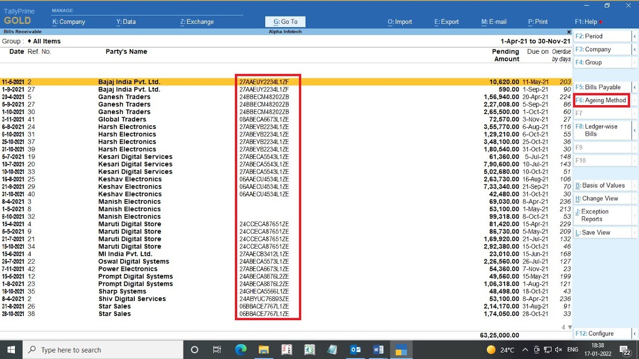 Tally Add On : Print GST Number In Ledger Outstanding Report in ...