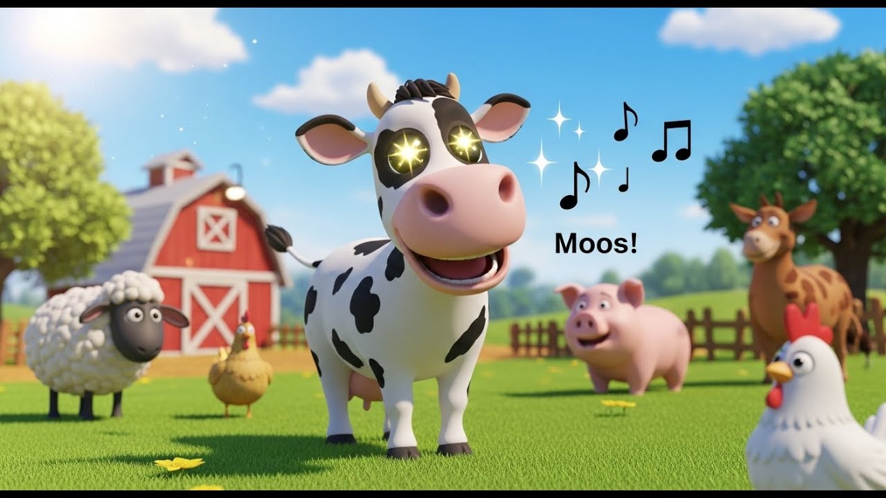 Who Says Moo? Learn Animal Names with Sounds | Nursery Rhyme Song for ...