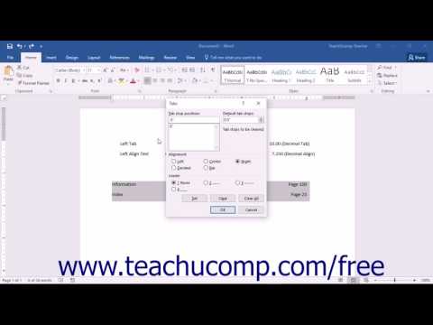 Word 2016 Tutorial Using the Tabs Dialog Box Microsoft Training