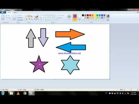 How to draw Arrows Stars shapes in ms paint - YouTube