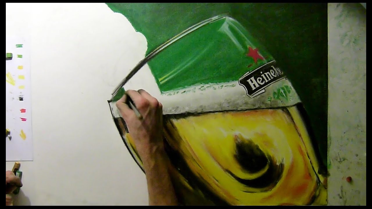 Speed Painting - Heineken DK realistic drawings ( timelapse drawing ...