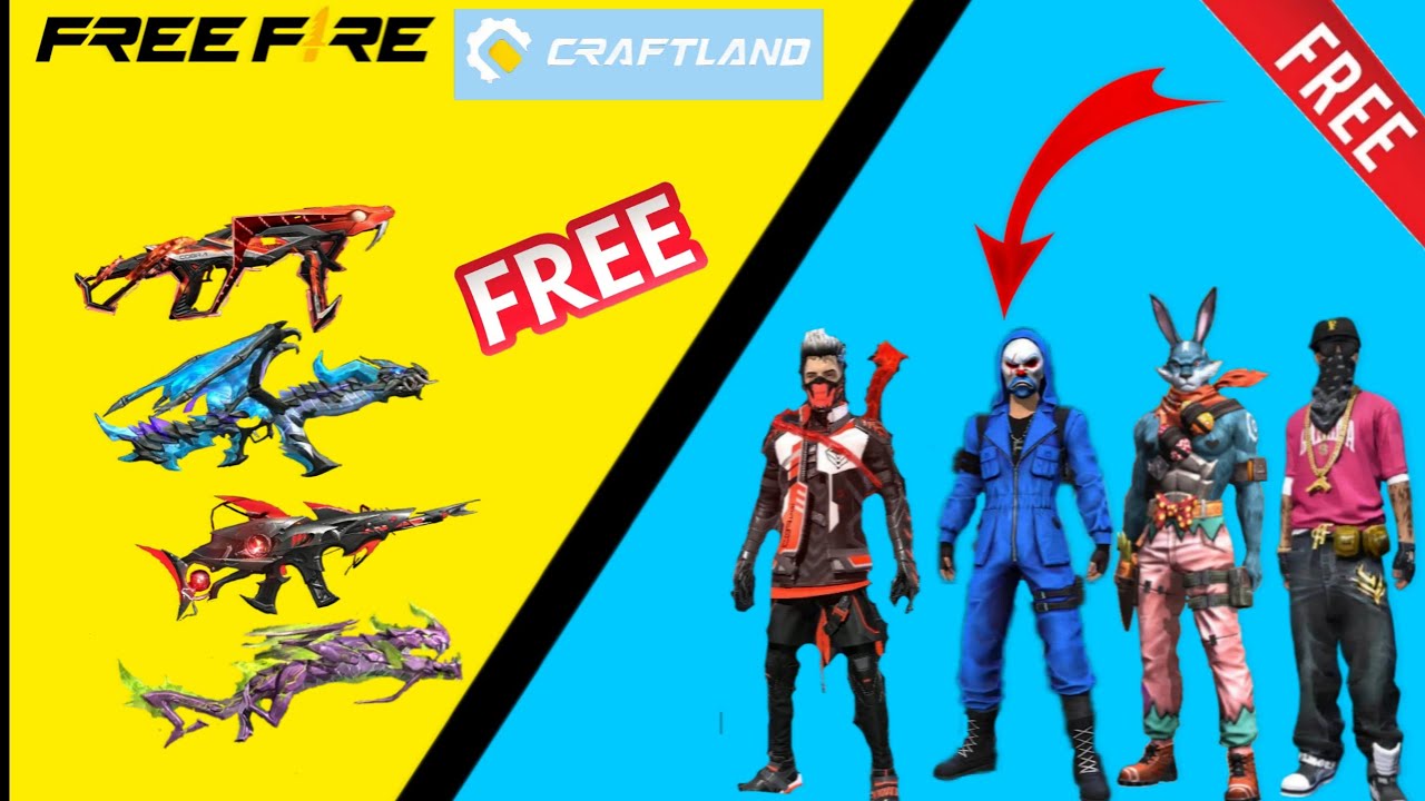 Free Fire all bundle evo gun skins in CRAFTLAND tricks | Sagnor Gaming ...