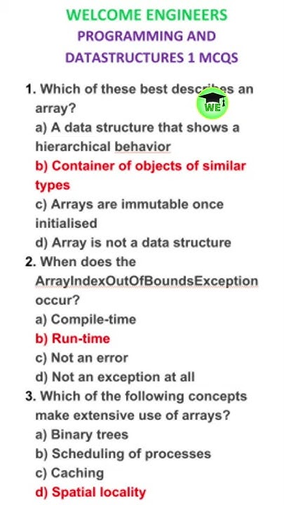 Programming and Data Structures 1 MCQS | PDS 1 MCQS | PART-1|WELCOME ...