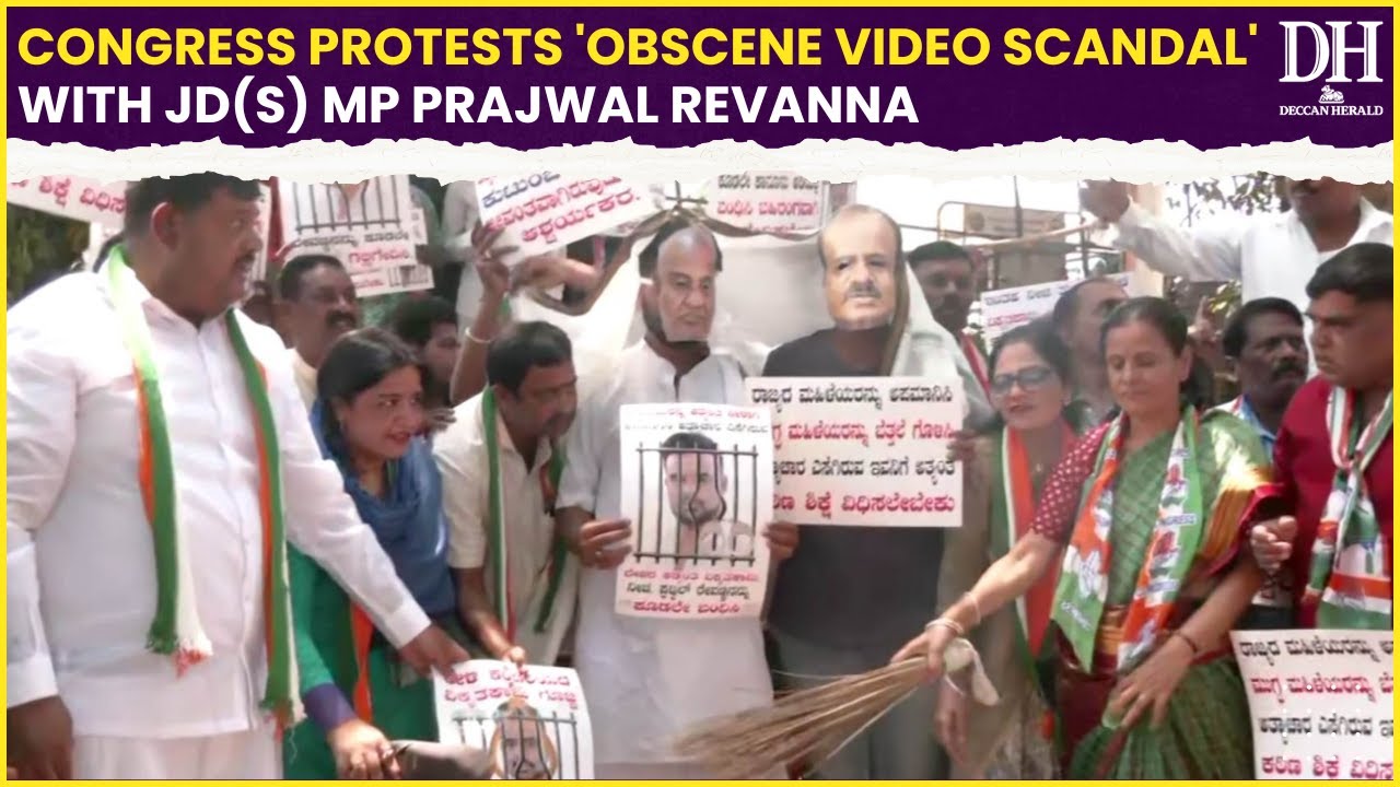 Hassan Sex Scandal: Congress protests against ‘obscene video scandal ...