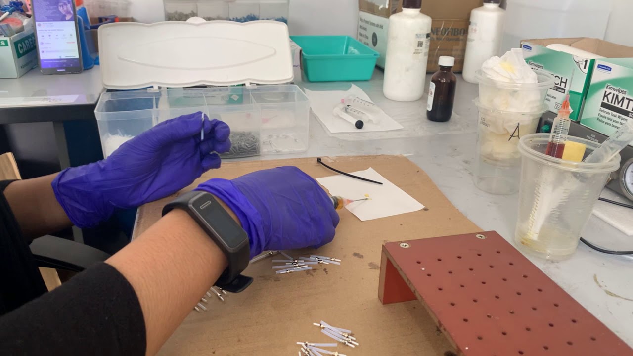 Epoxy during cable termination process - YouTube