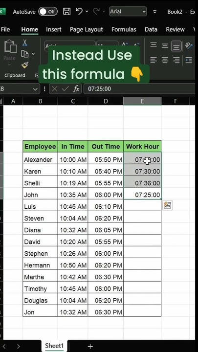 How to calculate working hours in a second 👆 #excel #exceltips #excelforbeginners #excelformula ...