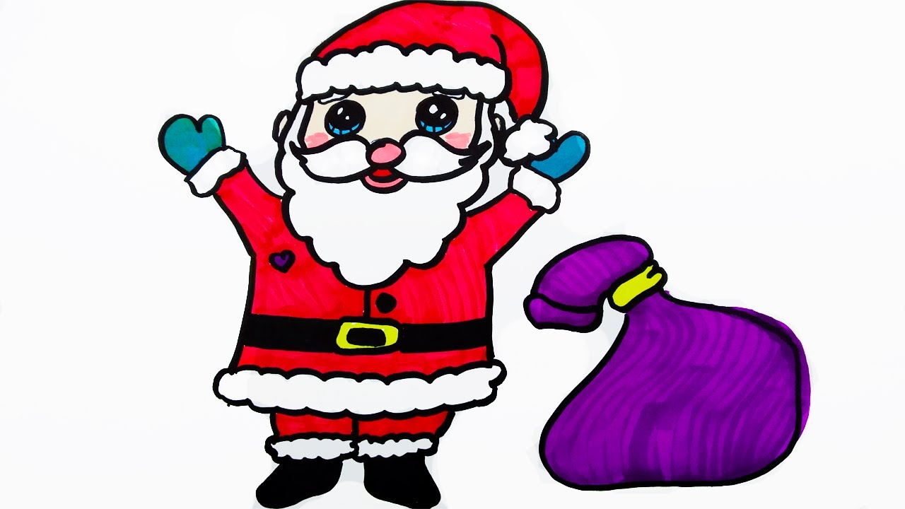 How to draw Santa with presents.Magic colors art - YouTube