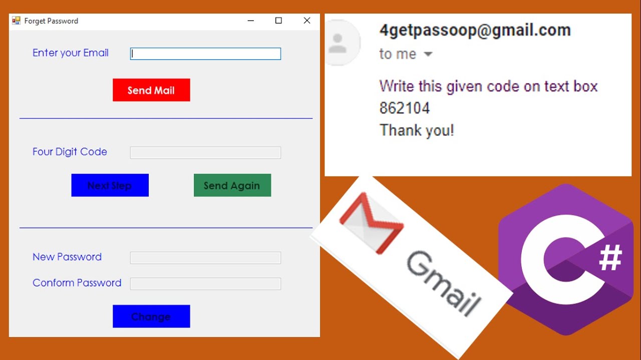 forget password system on c# windows form using SMTP - YouTube