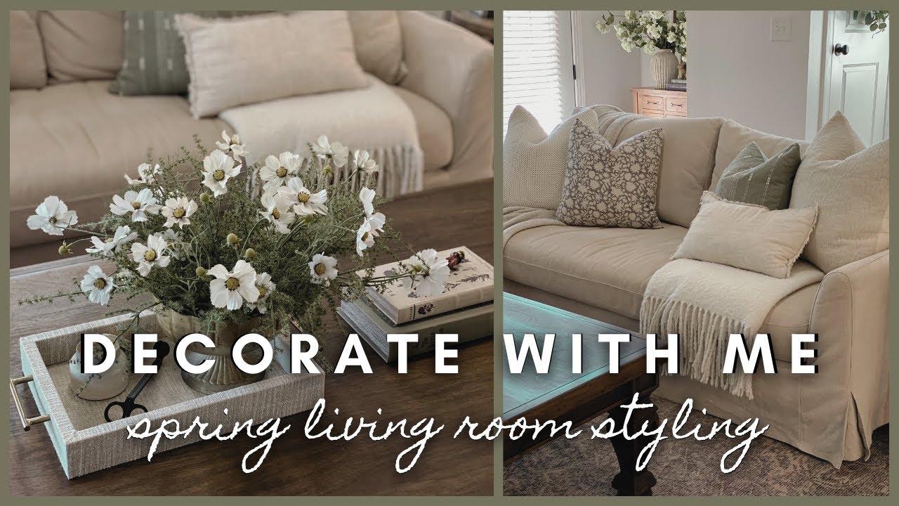 Decorate with me | spring living room styling - YouTube