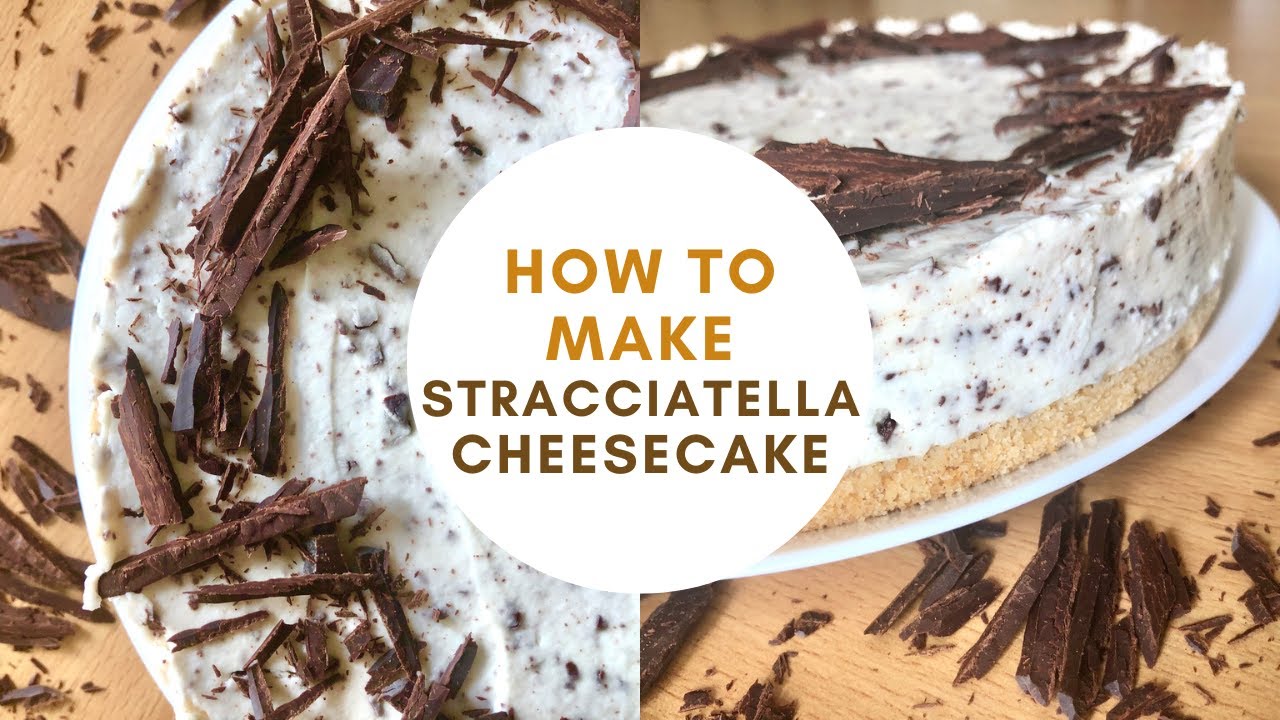 how to make stracciatella cheesecake - easy no-bake chocolate chip cheesecake recipe - YouTube