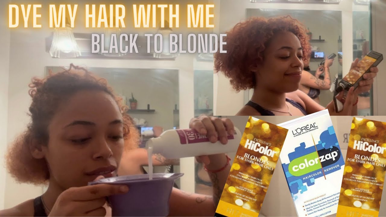 DYE MY HAIR HONEY BLONDE FROM BLACK BOX DYE, USING COLORZAP - YouTube
