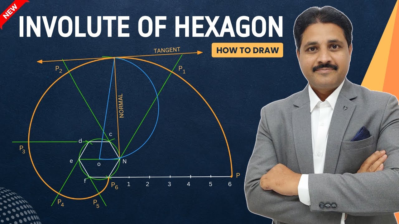 HOW TO DRAW INVOLUTE OF HEXAGON | ENGINEERING GRAPHICS AND DRAWING ...