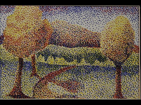 Landscape in Pointillism - YouTube