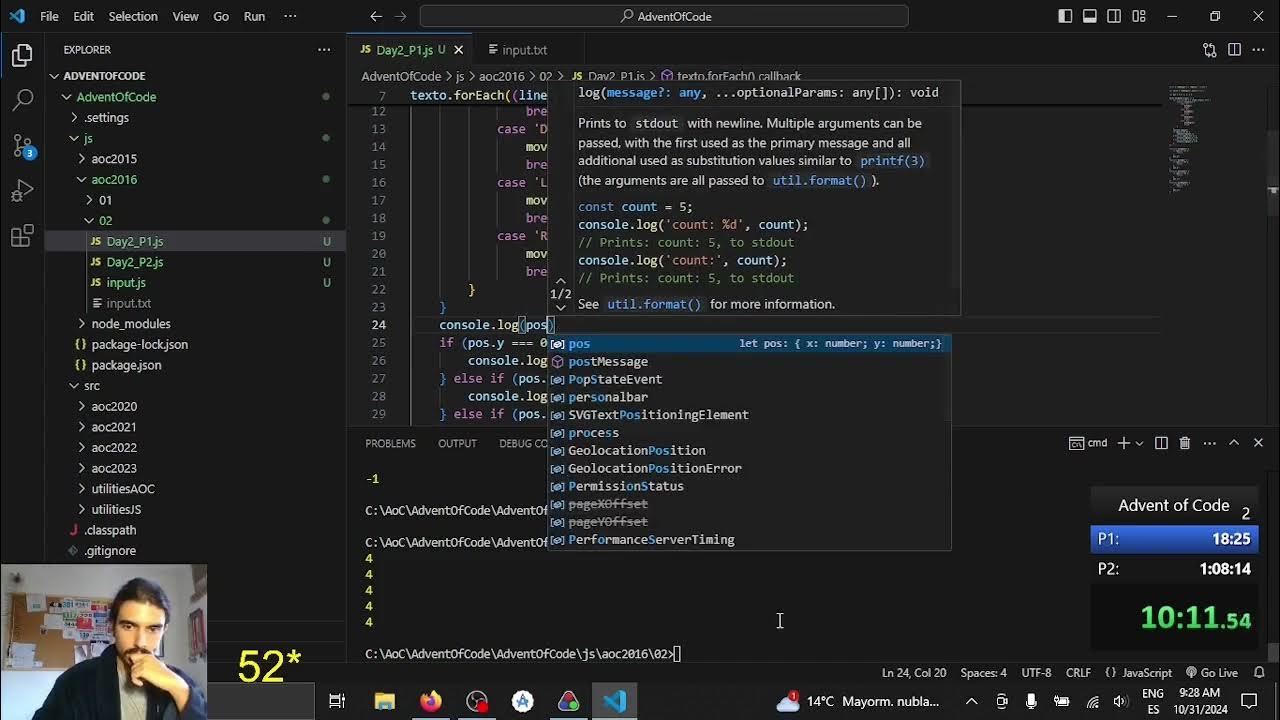 Resolviendo Advent of Code con Javascript: 2016 EP2 Descifrando códigos - YouTube