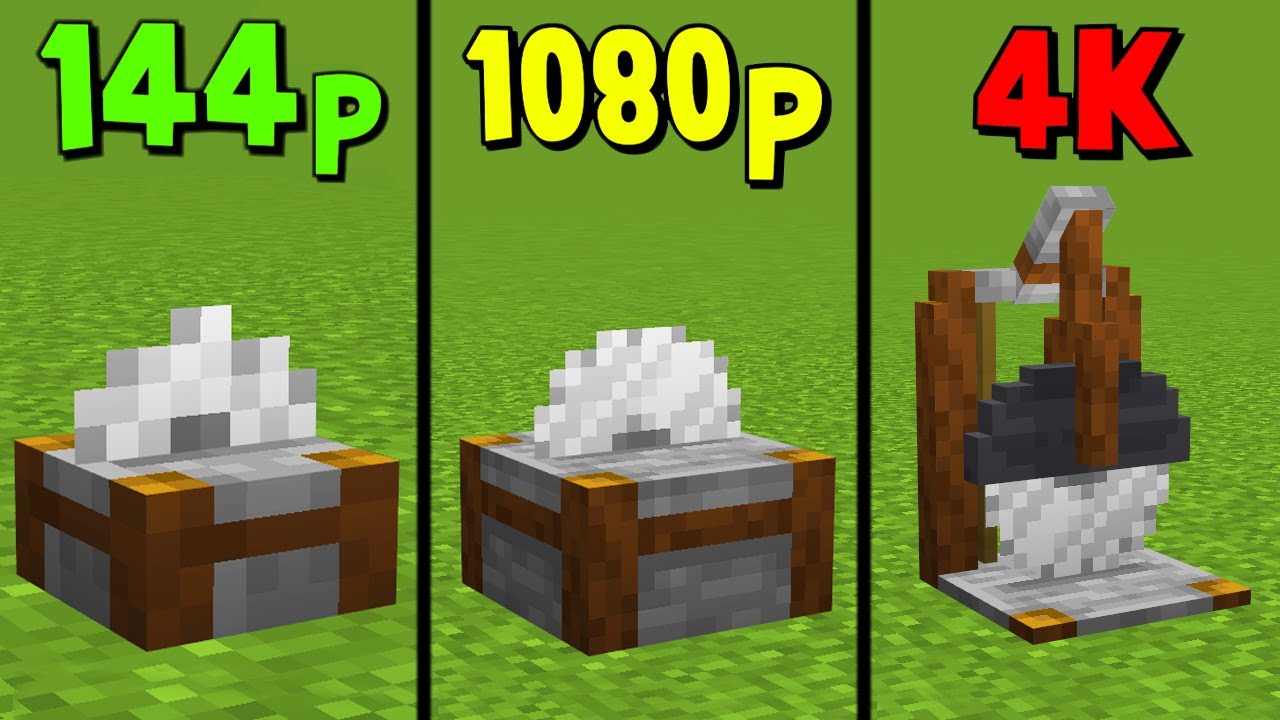 minecraft textures 144p vs 1080p vs 4k - YouTube