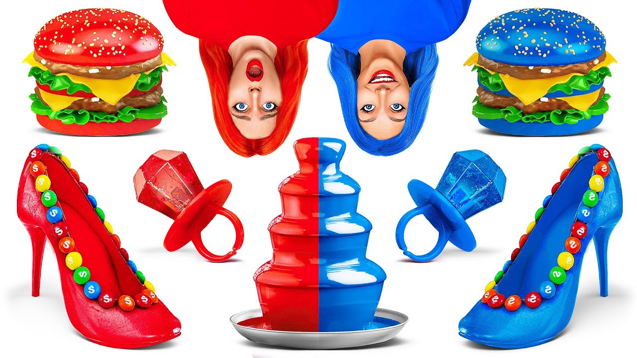 Desafío de Comida Roja vs Comida Azul | Momentos Divertidos por Multi ...