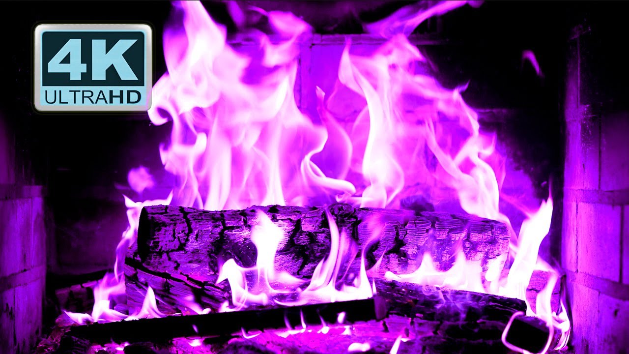 🔥 PURPLE FIREPLACE 4K Ultra HD. Halloween Ambience - YouTube