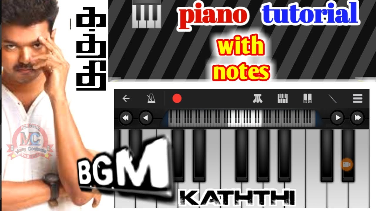 Kaththi BGM |🎹 piano cover|tutorial|with notes| - YouTube