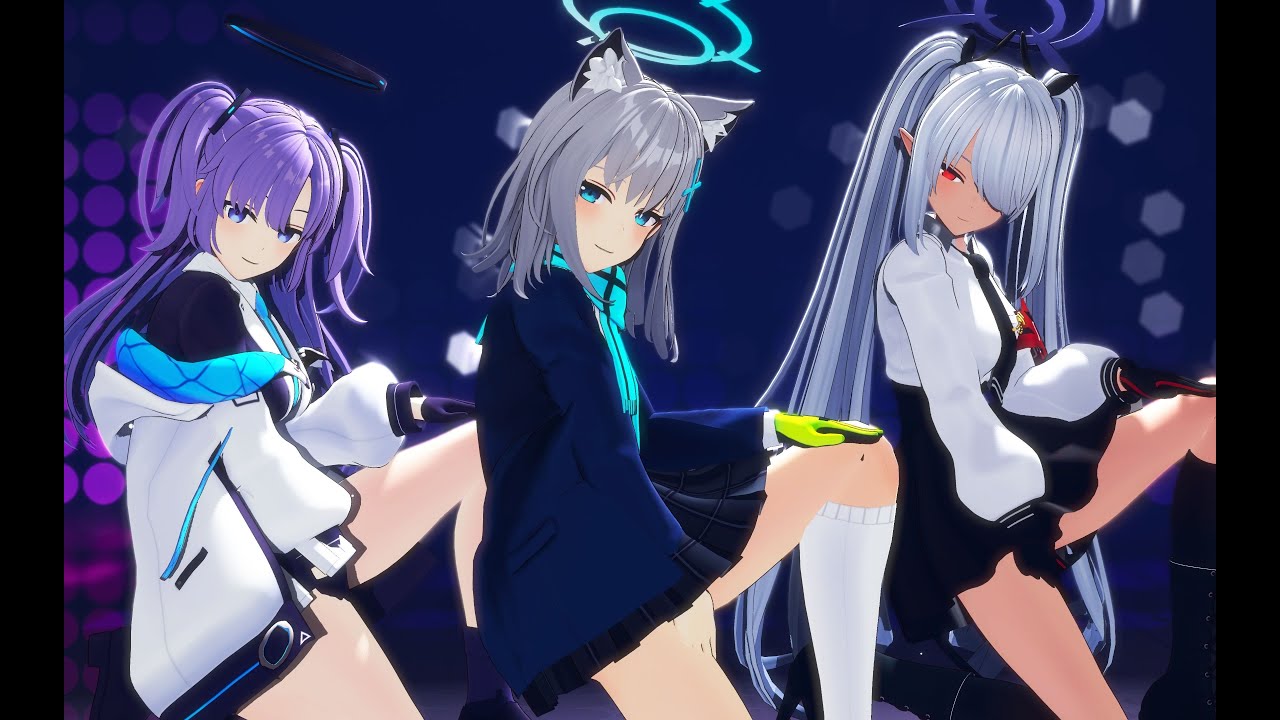 【Blue Archive MMD／4K／60FPS】Hayase Yuuka × Sunaookami Shiroko × Shiromi ...