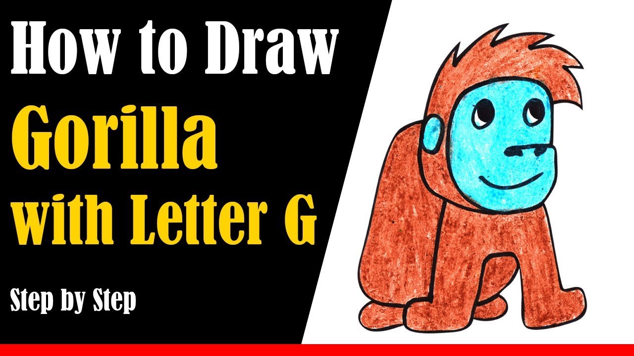 How to Draw a Gorilla from Letter G Step by Step - very easy - YouTube
