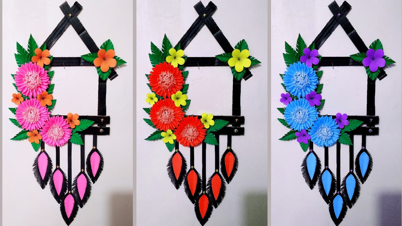 A4 biththi sarasili mal nirmana / wall hanging with paper flowers ...