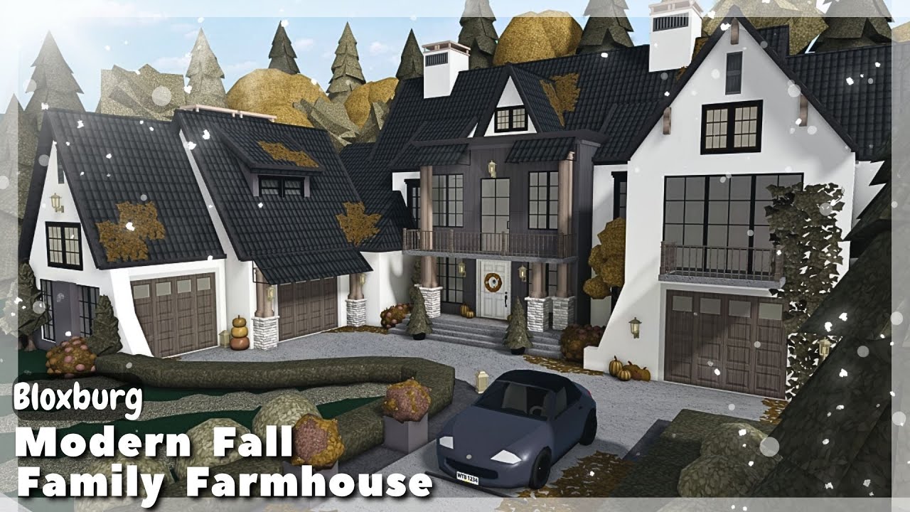 BLOXBURG: Modern Fall Family Farmhouse Speedbuild | Roblox House Build ...