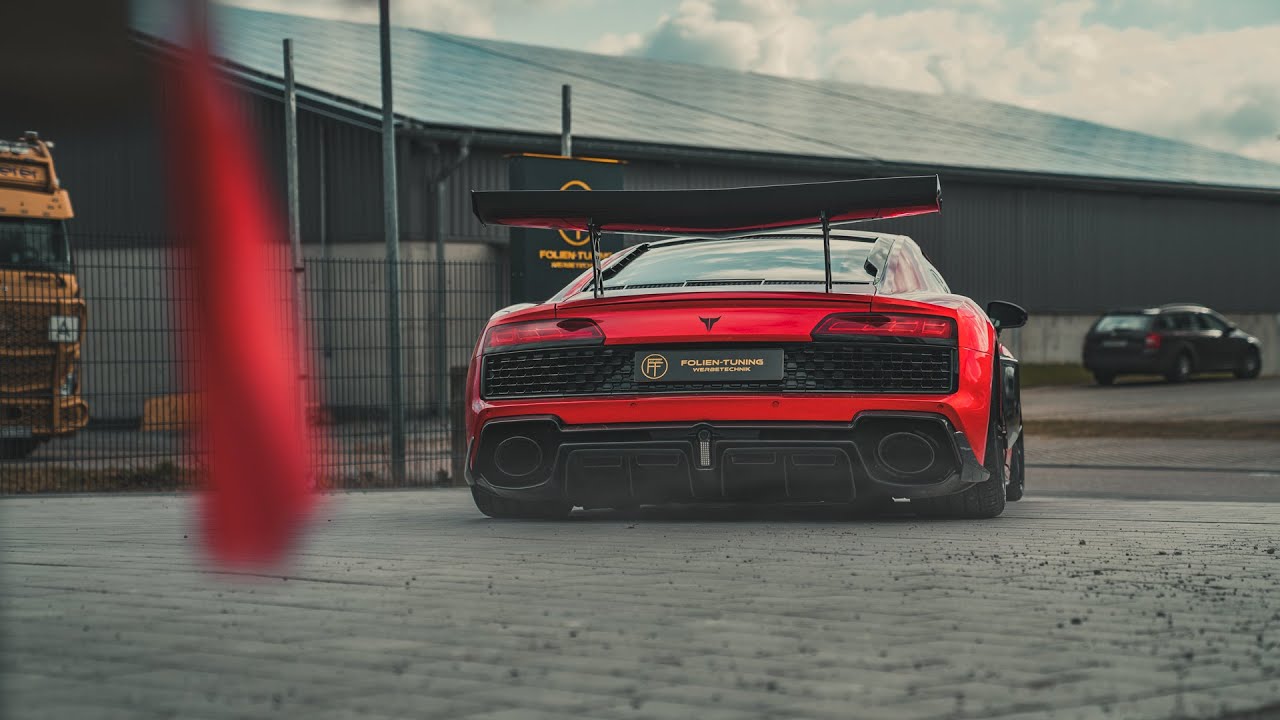 Bagged Audi R8 V10 Full Version. l Full wrap by: Folien Tuning ...