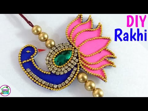 DIY Peacock Rakhi making at home//How to make rakhi at home //Rakhi ...