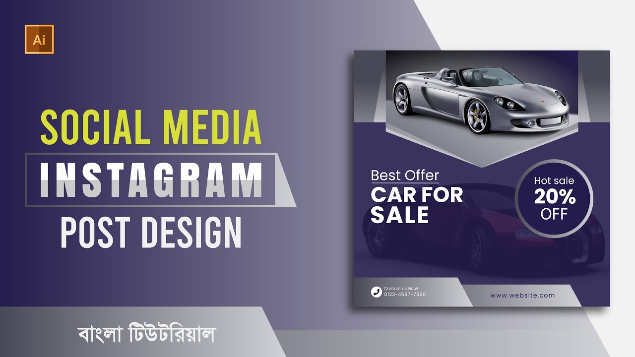 Instagram Post Design In Adobe Illustrator | Social Media Post Design ...