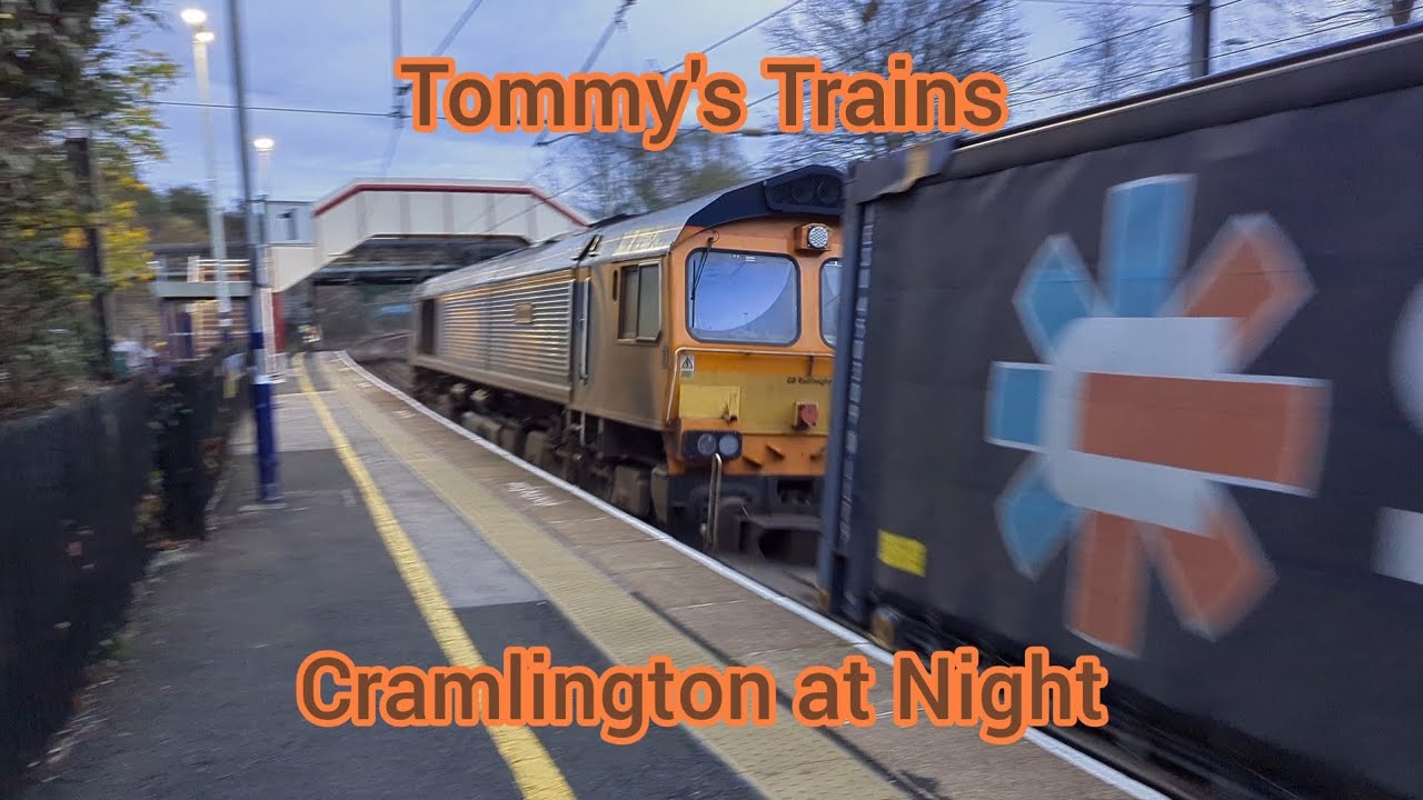 Tommy's Trains - Cramlington at Night with 66730 Whitemoor - YouTube