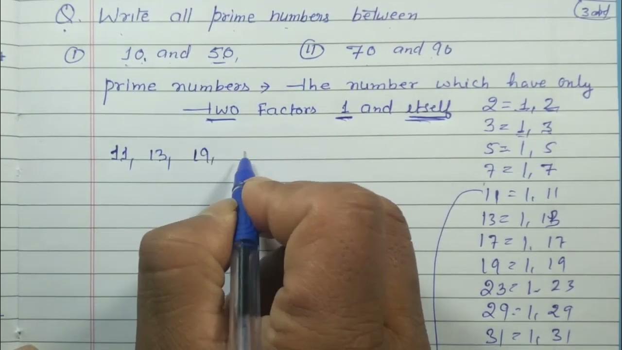 Write all prime numbers between 10 and 50 ( b ) 70 and 90 - YouTube