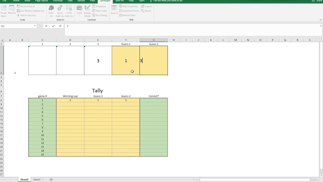 Part 1. 3 Cup Probability Game - Using a button to generate random ...