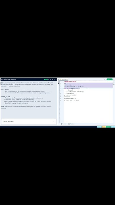 Problem solving of python (Numpy)in codetantra #subscribe #coding #programminglanguage #python ...