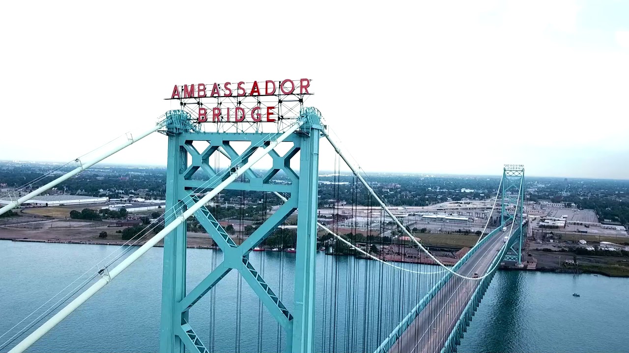 Ambassador Bridge / Detroit River - Drone Footage - YouTube