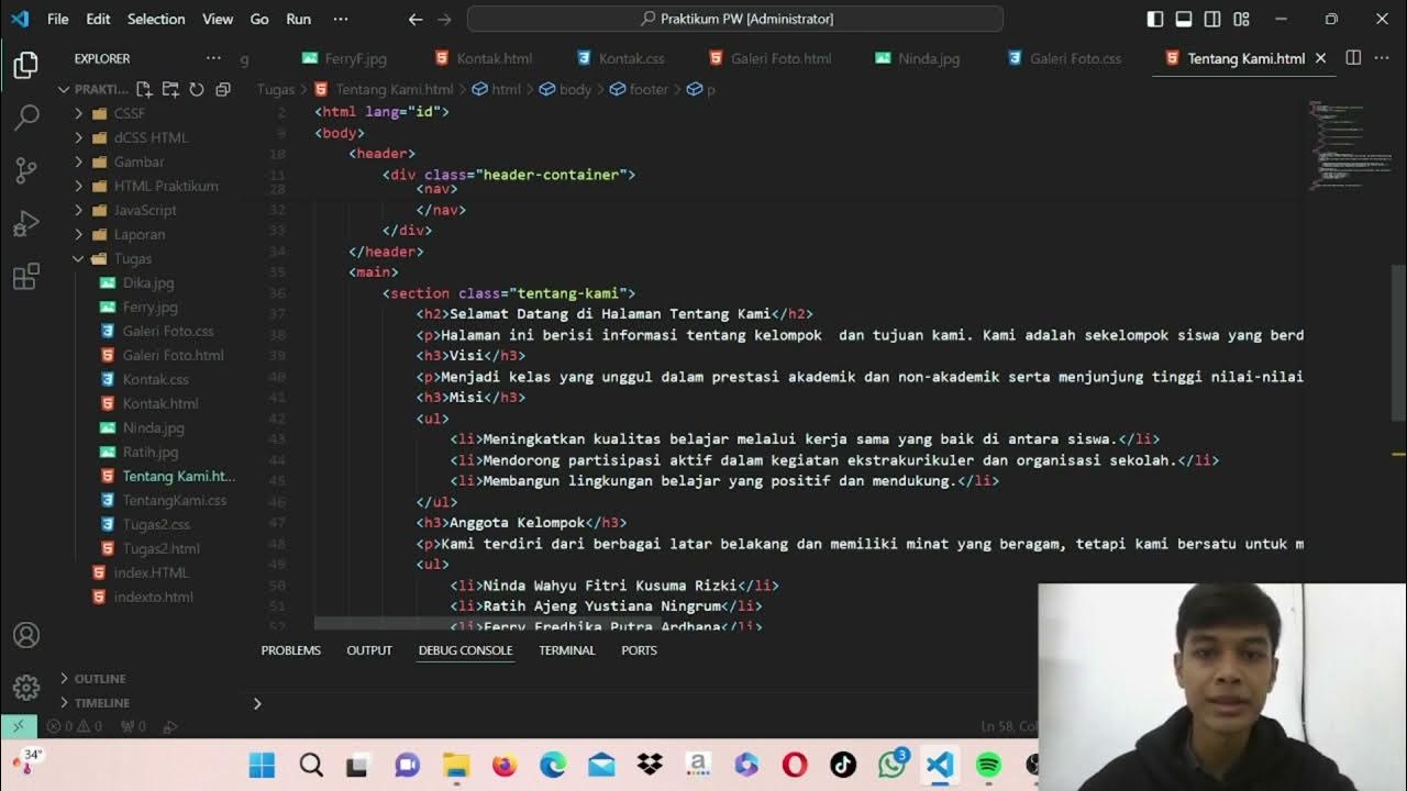 PEMBUATAN WEBSITE KELOMPOK DENGAN MENERAPKAN PEMROGRAMAN HTML DAN CSS - YouTube