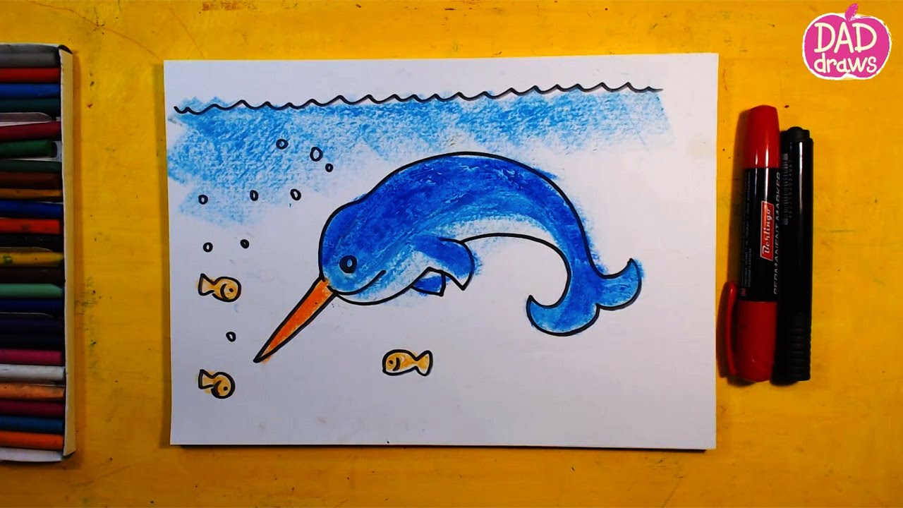 How to draw a Narwhal / Art for Kids - YouTube